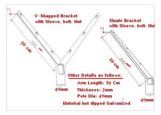 Pressed Steel Barbed Wire Chain Link Fence Extension Arm 3 Strand / 6 ...